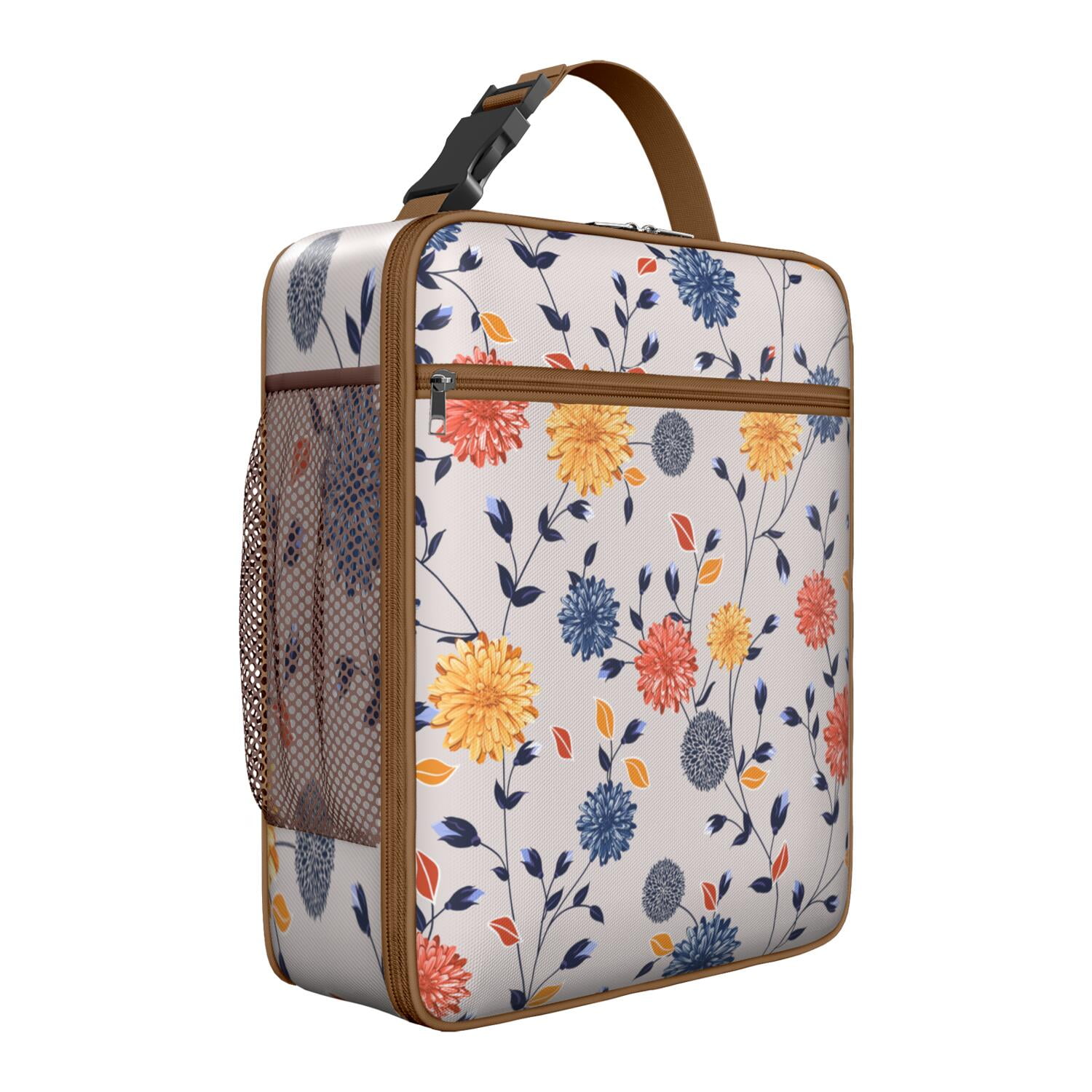 Boho Daisy Lunch Bag with Floral Yellow Bloom, Portable Insulated Lunch ...