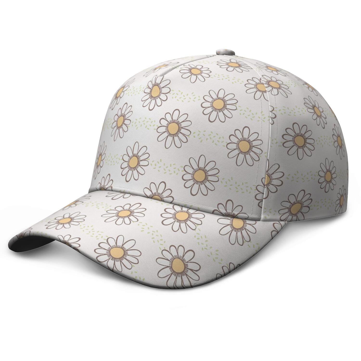 Boho Daisy Print Adjustable Cap – Vintage Floral Baseball Hat with ...