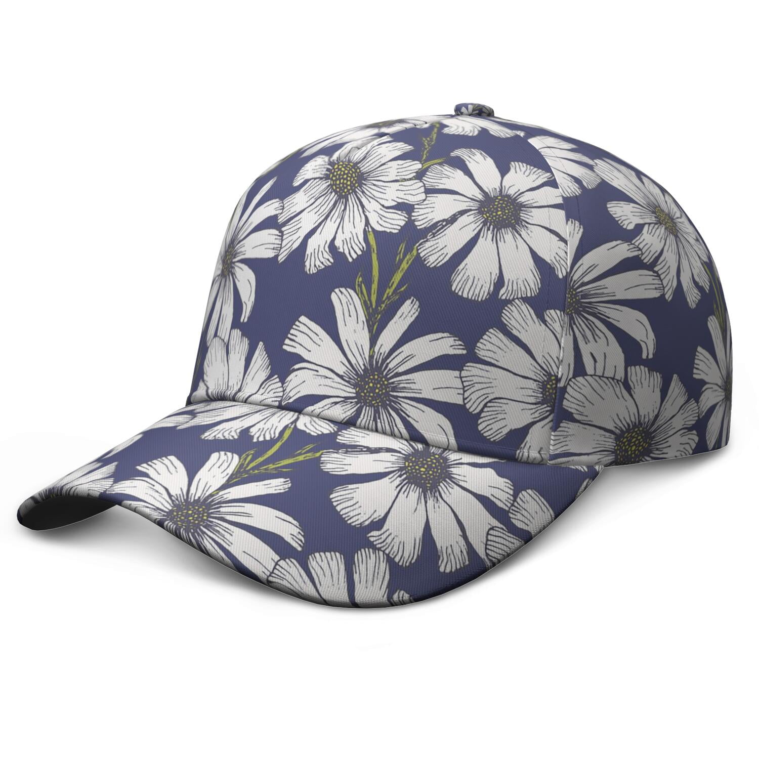 Boho Daisy Print Adjustable Cap – Vintage Floral Baseball Hat with ...