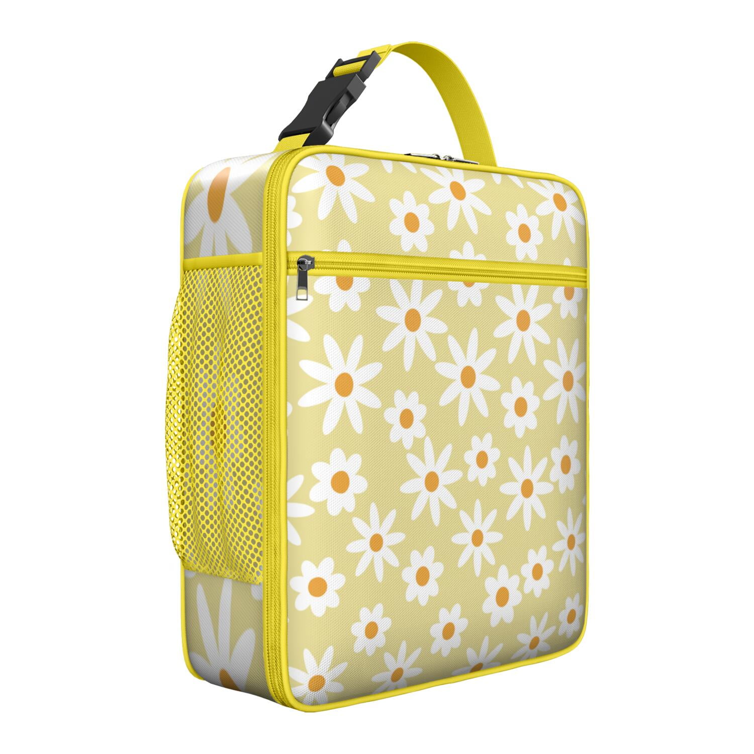 Boho Daisy Print Insulated Lunch Bag, Thermal Food Container with ...