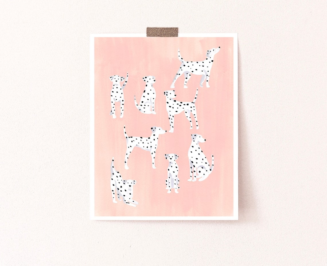 Boho Dalmatians Art Print - Hand Painted Dog Wall Decor Poster Art ...