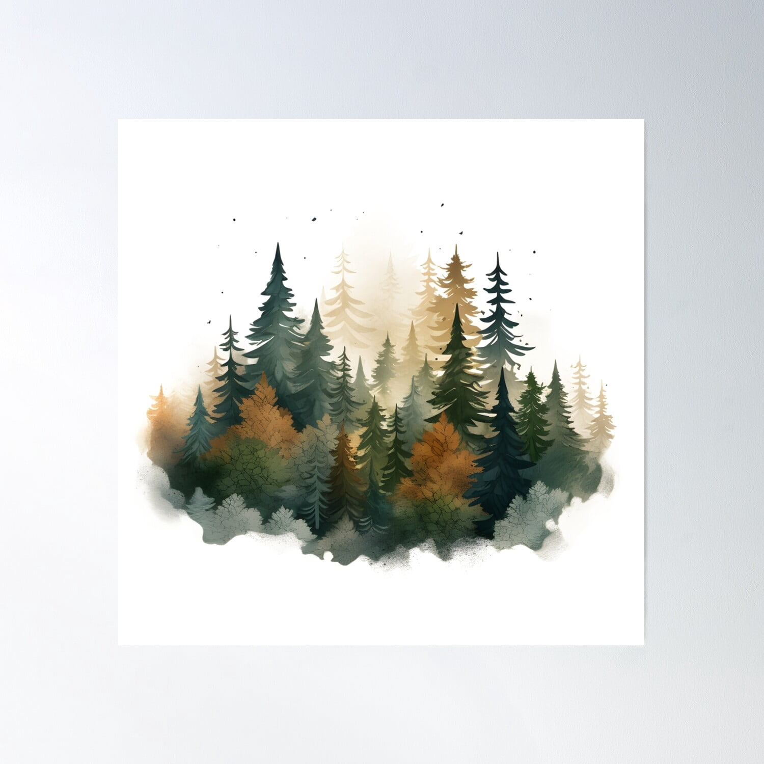 Boho Dark Forest Poster Wall Art, Modern Wall Decor, 30x30 UNFRAMED ...