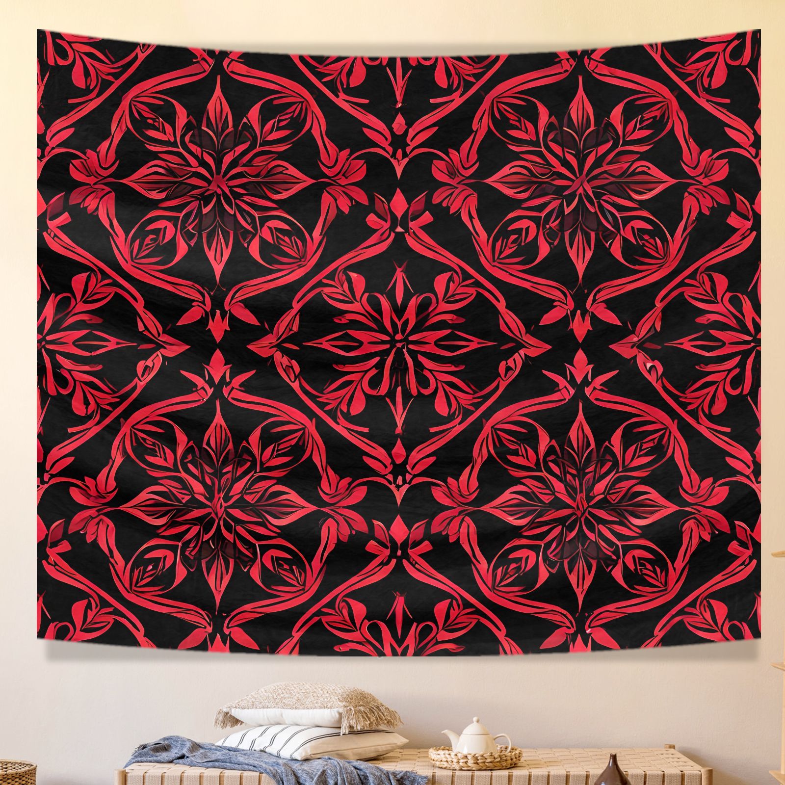 Boho Decor Dorm Tapestry Grid Web Vector Illustration Tapestry Kitchen ...