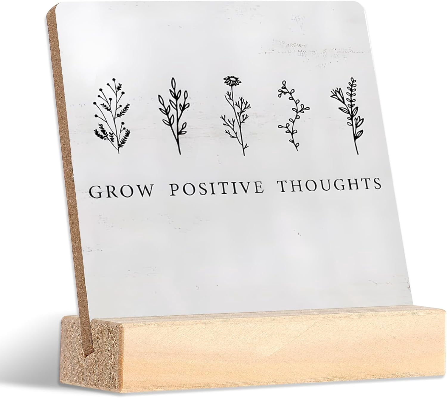 Boho Decor, Grow Positive Thoughts Mental Health Wooden Plaque Sign ...