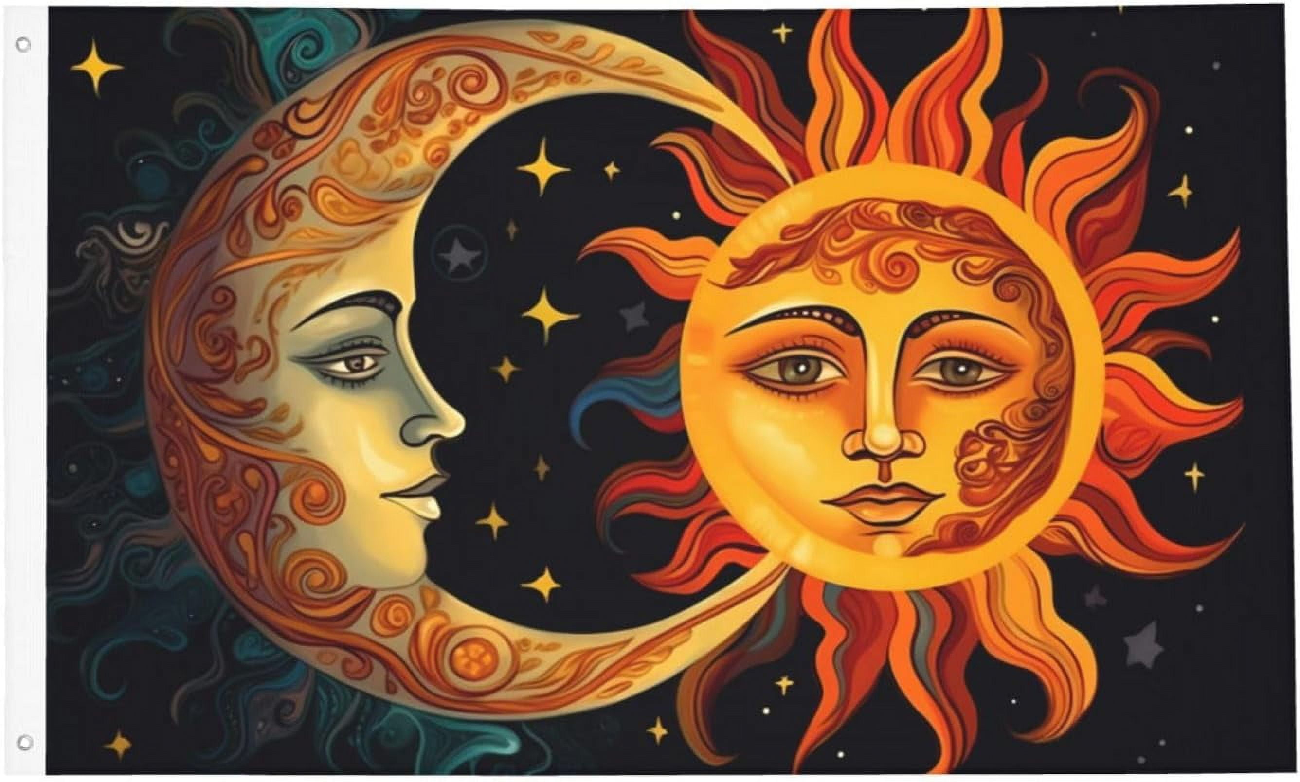 Boho Decor Sun Flag for Large Holiday Decorative Flag, Double-Sided ...