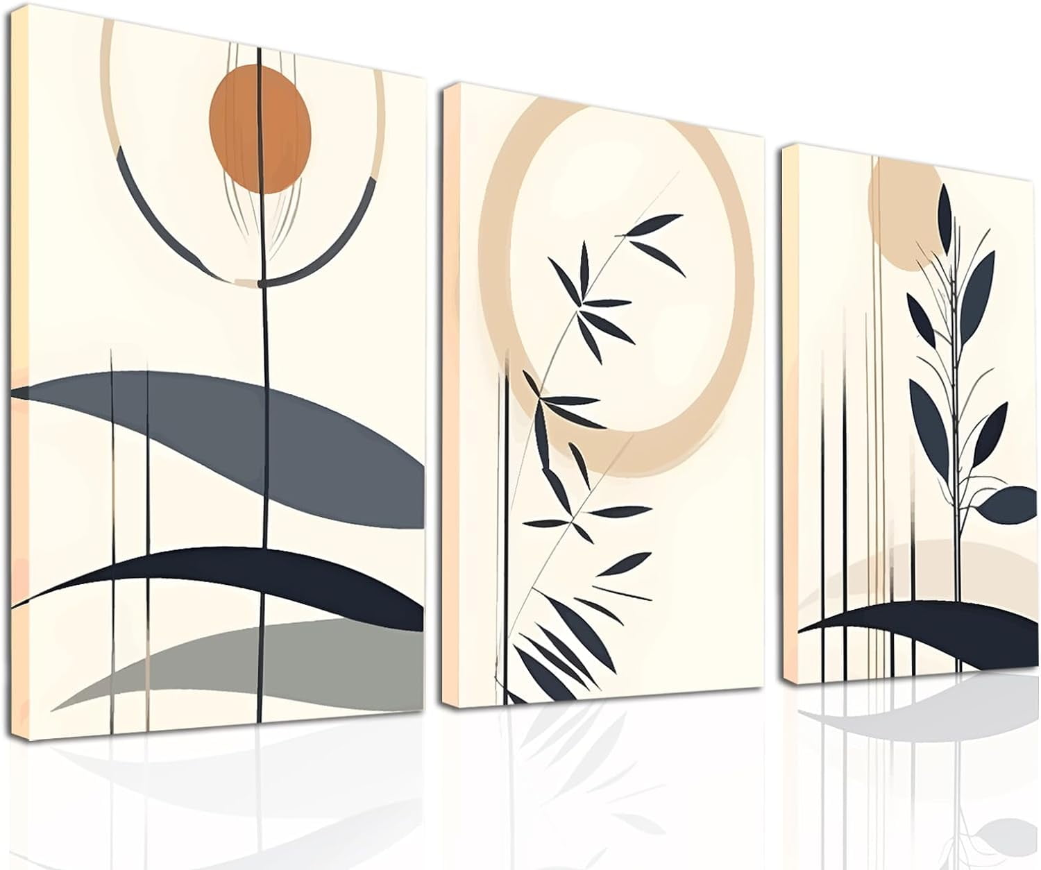 Boho Decor Boho Wall Art Set of 3, Lines, Mountains, Sun Minimalist ...
