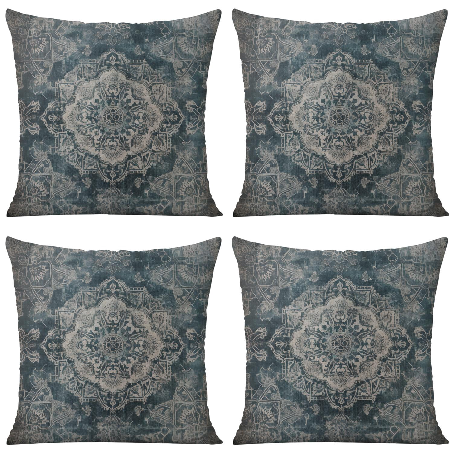 Boho Decorative Linen Turquoise Carpet Pattern Ethnic Design Throw ...