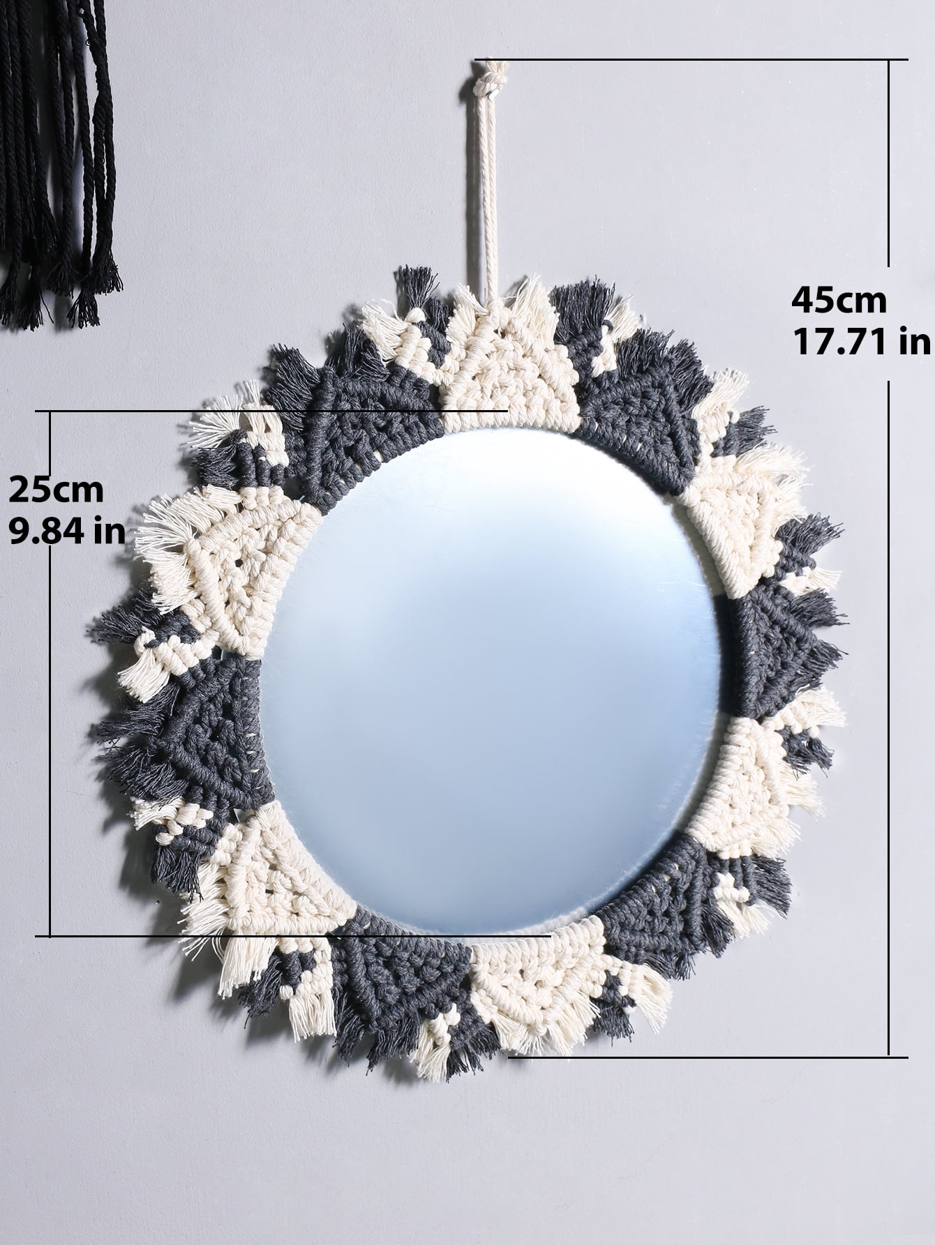 Boho Decorative Mirrors Macrame Round Mirror Aesthetic Room Decor ...