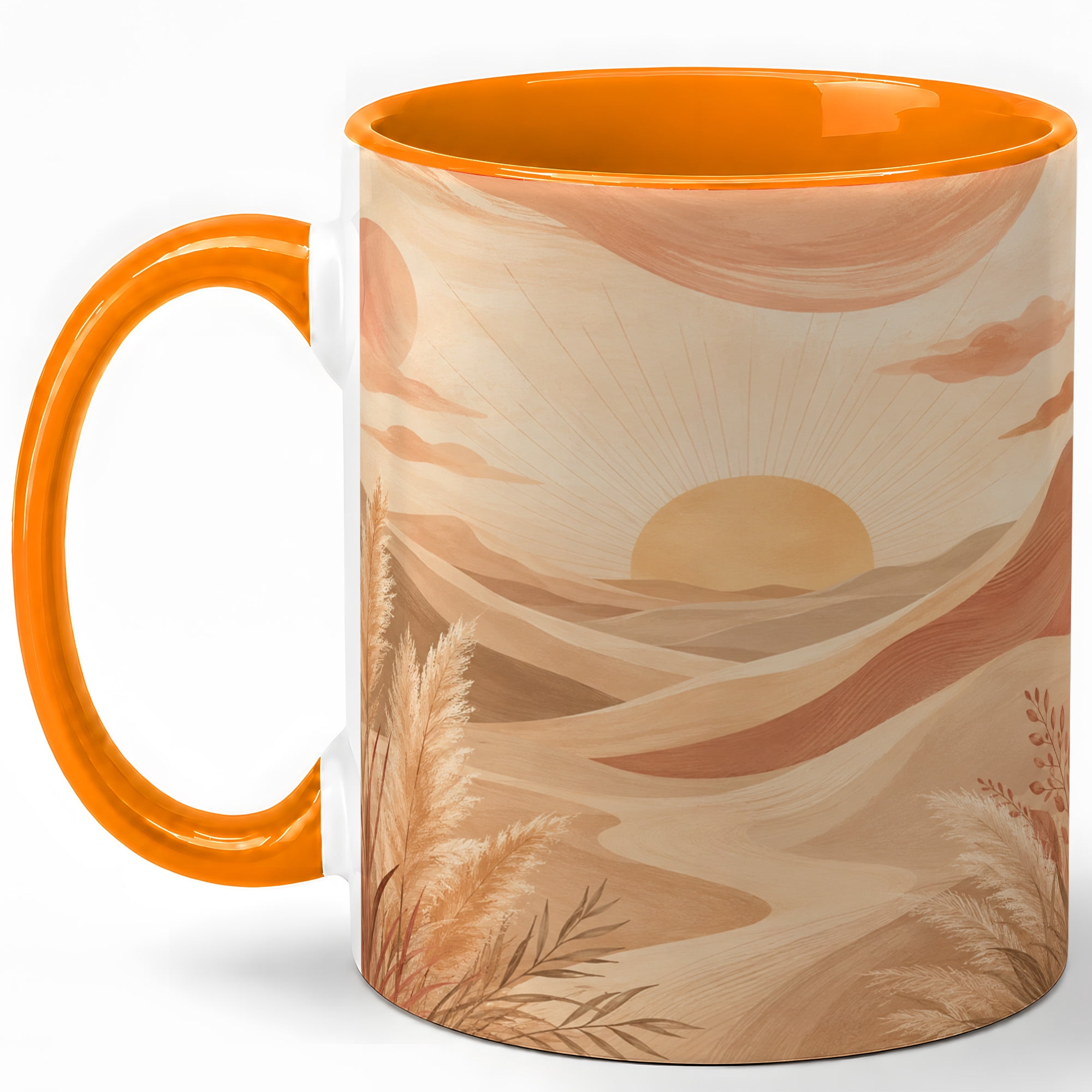 Boho Desert Sunrise Coffee Mug, Minimal Sand Dune Landscape Design, 11 ...