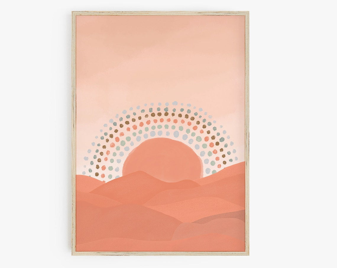 Boho Desert Sunrise, Nursery Decor. Sun Print, Gender Neutral, Burnt ...