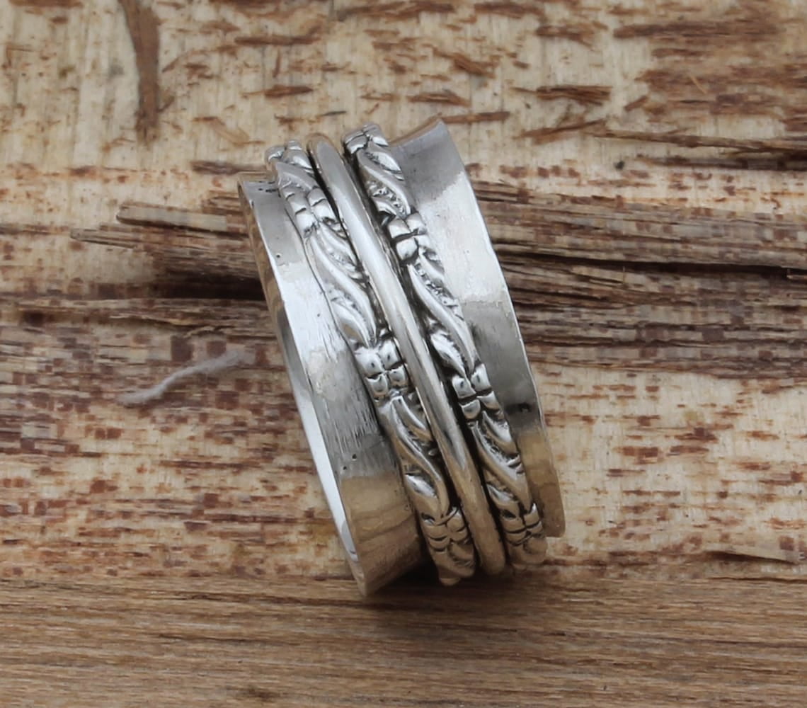Boho Designer Fidget Spinner Ring – Handmade 925 Sterling Silver ...