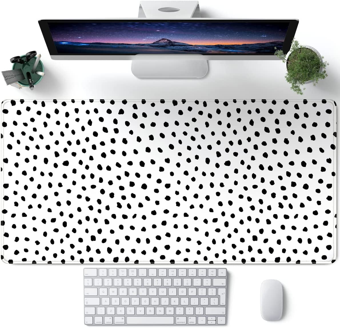 Boho Desk Mat, Polka Dot Large Mouse Pad Desk Pad Boho Desk Accessories ...