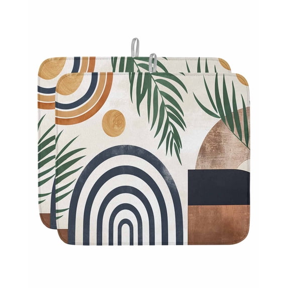 Boho Dish Drying Mat 16x18 inch Leaf Geometric Neutral Mid Century ...