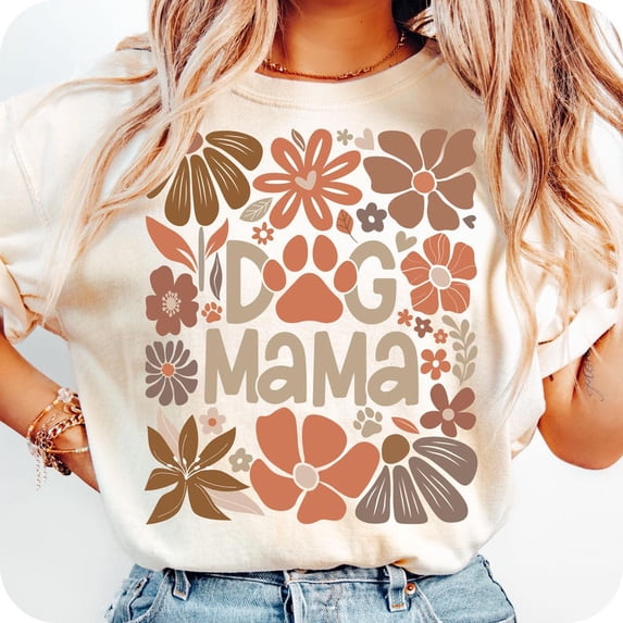 Boho Dog Mama T-Shirt, Floral Dog Lover Tee, Coquette Mom Life Shirt ...