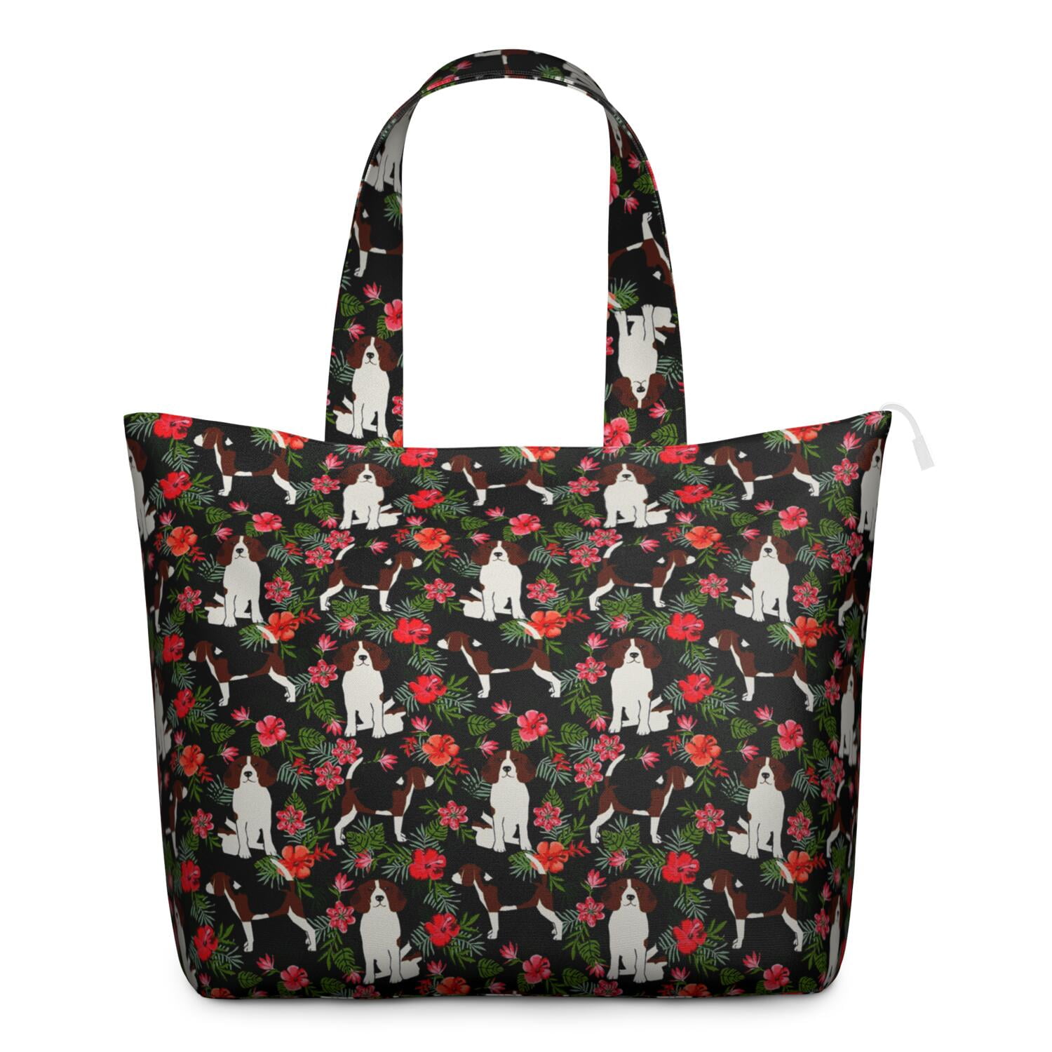 Boho Dog Pattern Travel Bag, Puppy Print Weekender Duffel, Lightweight ...
