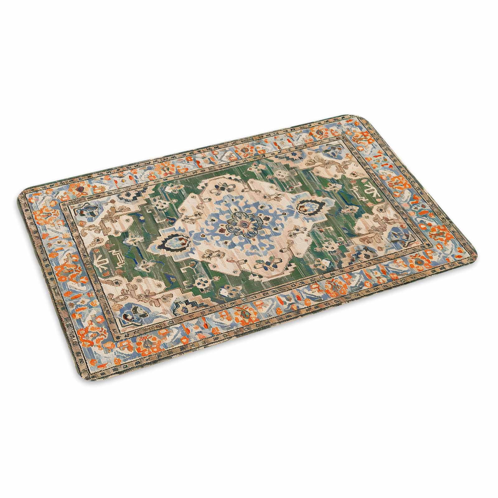 Boho Doormat Outdoor Entrance 18"x30", Green Brown Ethnic Tribe ...