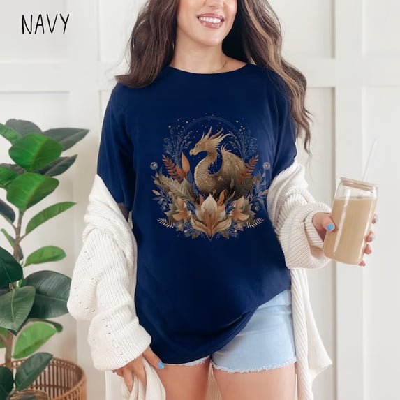 Boho Dragon Retro Celestial Moon Phases Mystical Fantasy Creature T ...