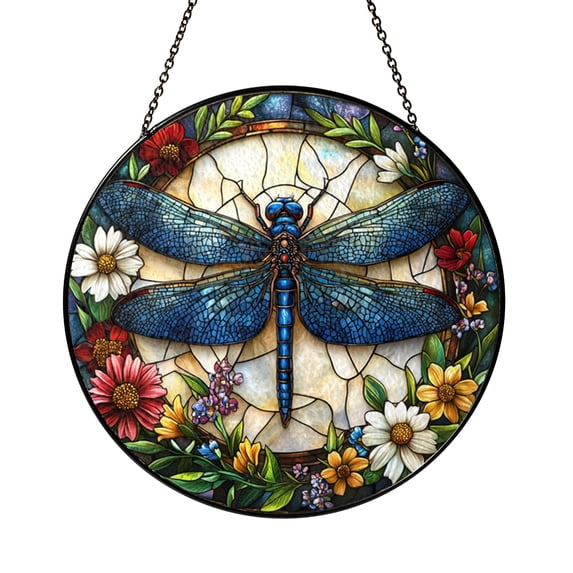 Boho Dragonfly Glass Suncatcher Window Art Decorative Hanging Glass for ...