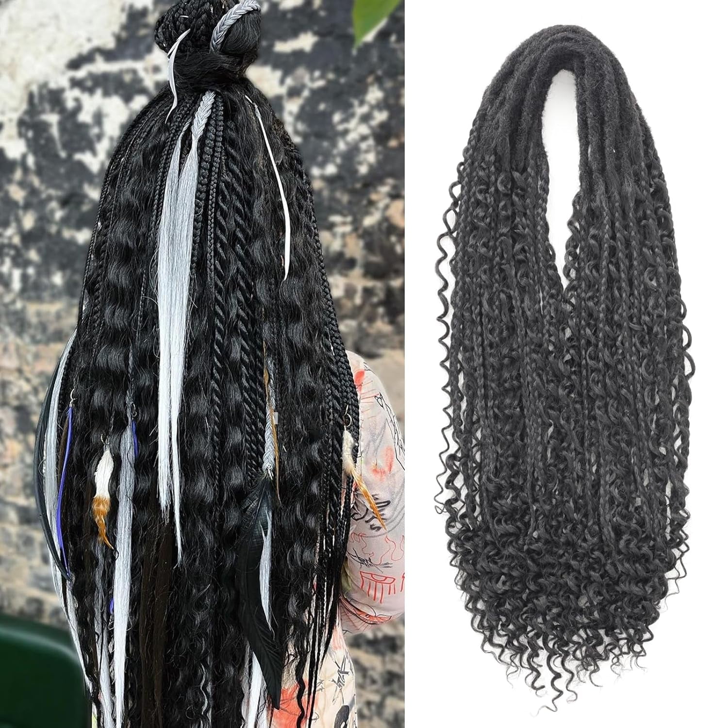 Boho Dreadlock Extensions 24 Inch Black Double Ended Synthetic Dread ...