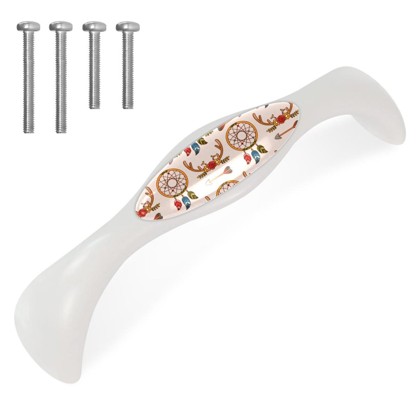 Boho Dream Catcher Knob 4 Pack Arched Drawer Pulls Crystal Glass White ...