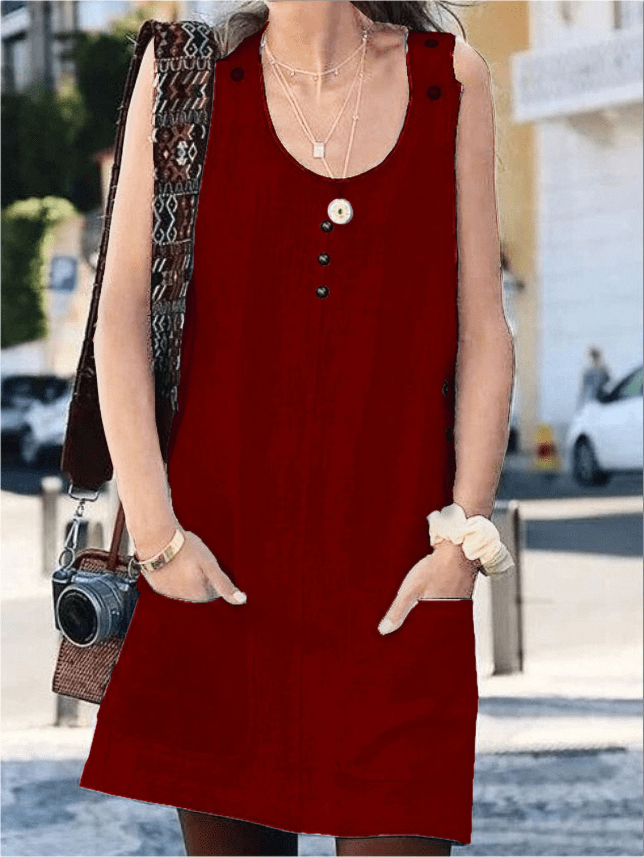 Boho Dress for Women Summer Casual Beach Holiday Sundress Sleeveless ...