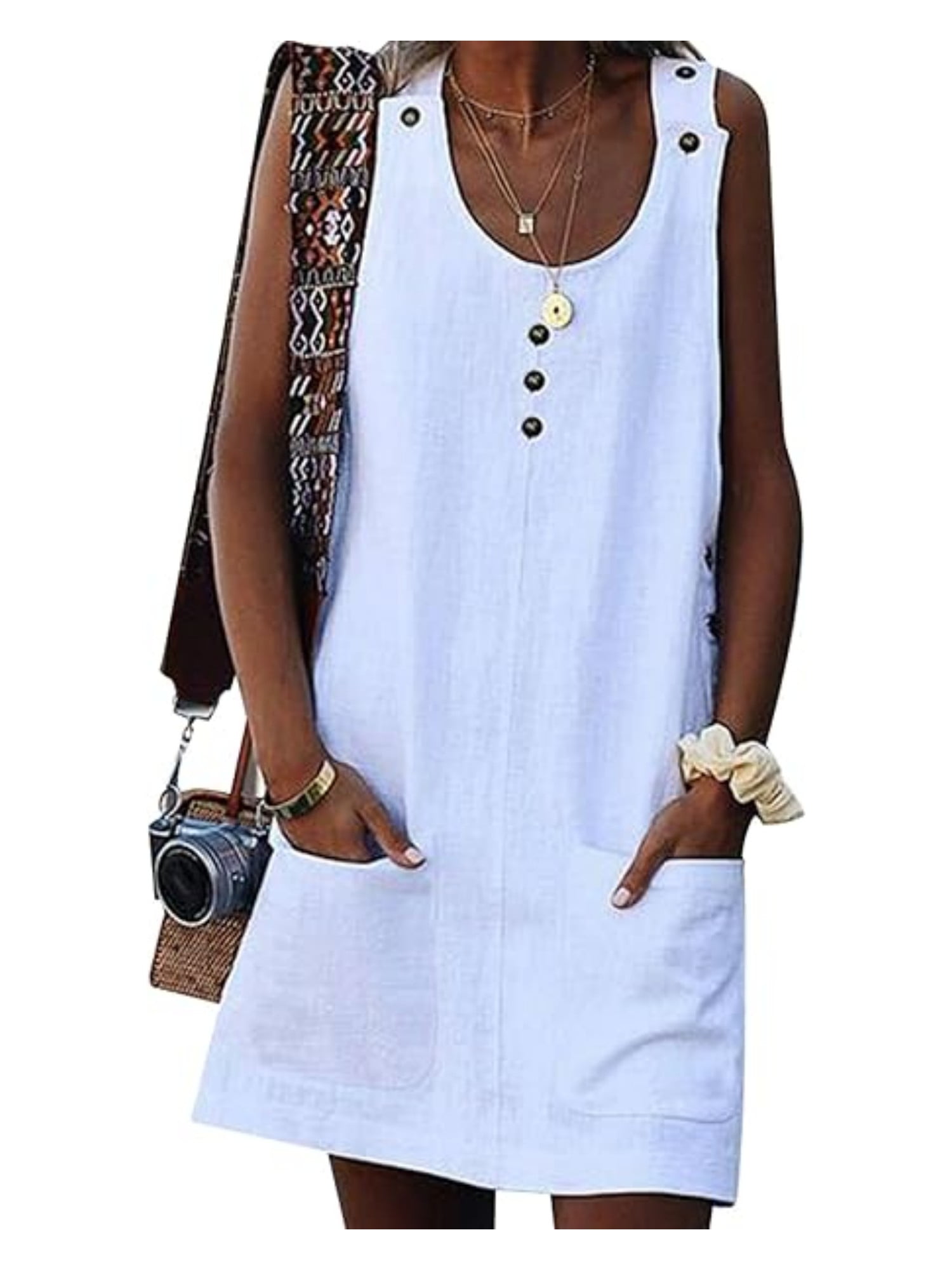 Boho Women's Sundress: Summer Casual Cotton Beach Dress with Pockets ...