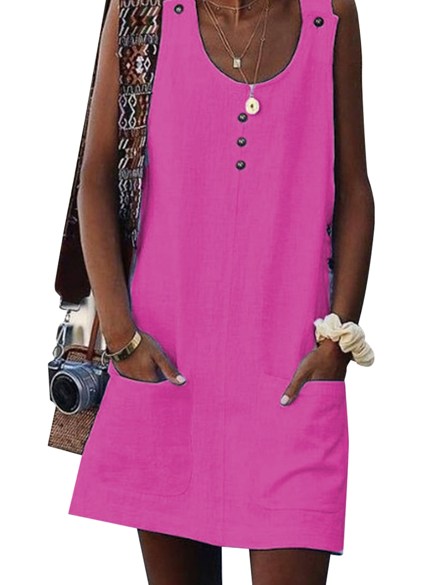 Boho Dress for Women Summer Casual Beach Holiday Sundress Sleeveless ...