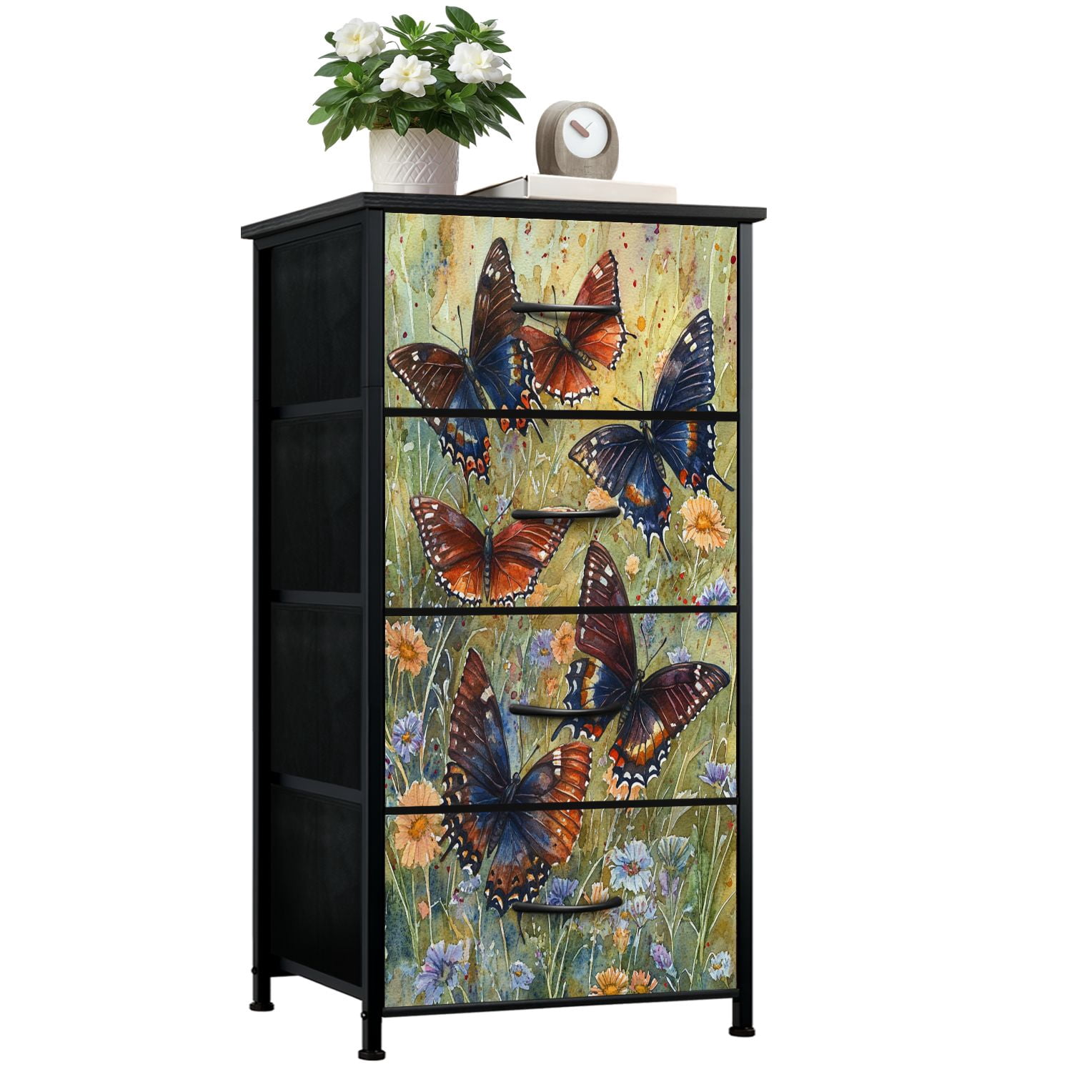 Boho Dresser for Bedroom with 4 Storage Drawers Abstract Watercolor ...