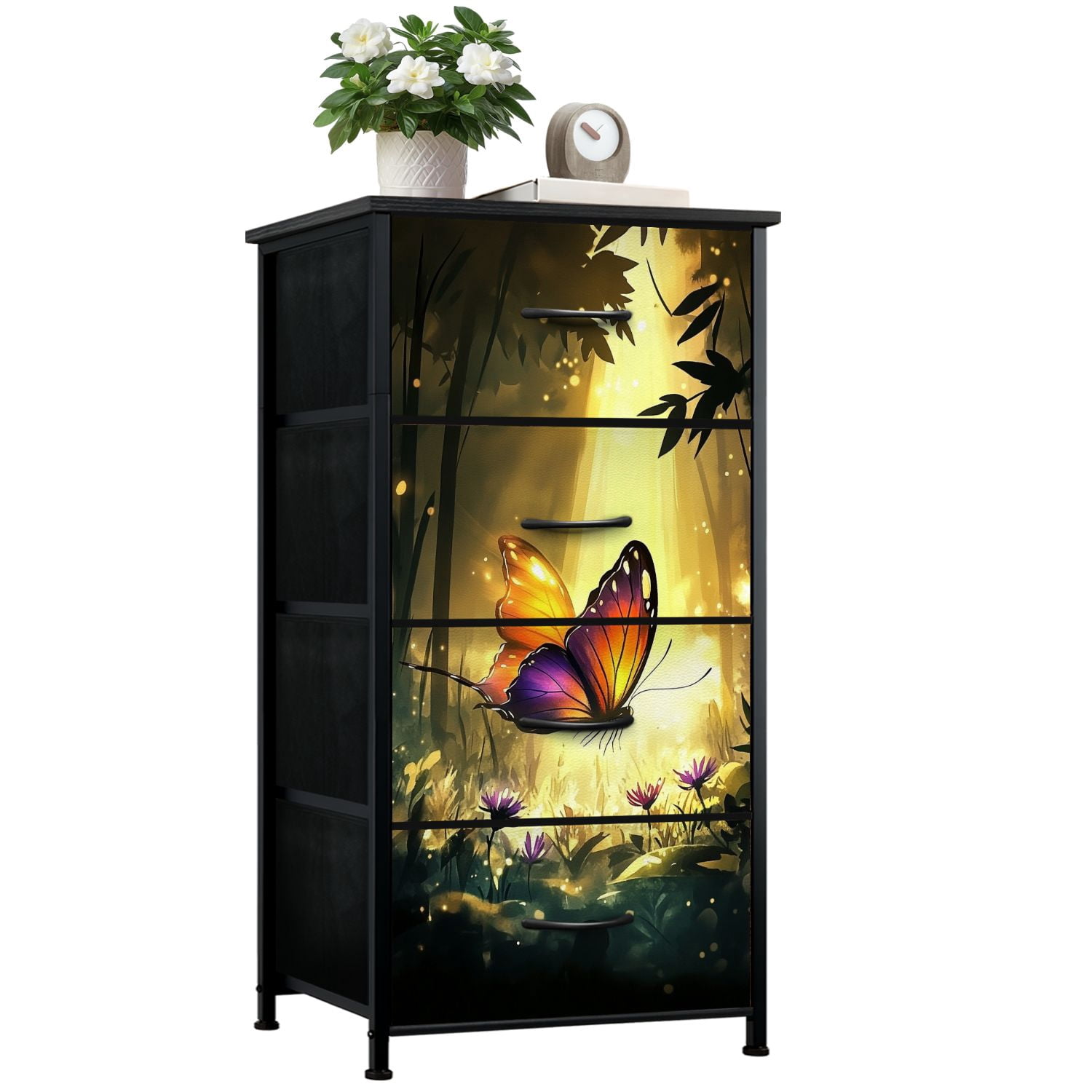 Boho Dresser for Bedroom with 4 Storage Drawers Butterfly Forest ...