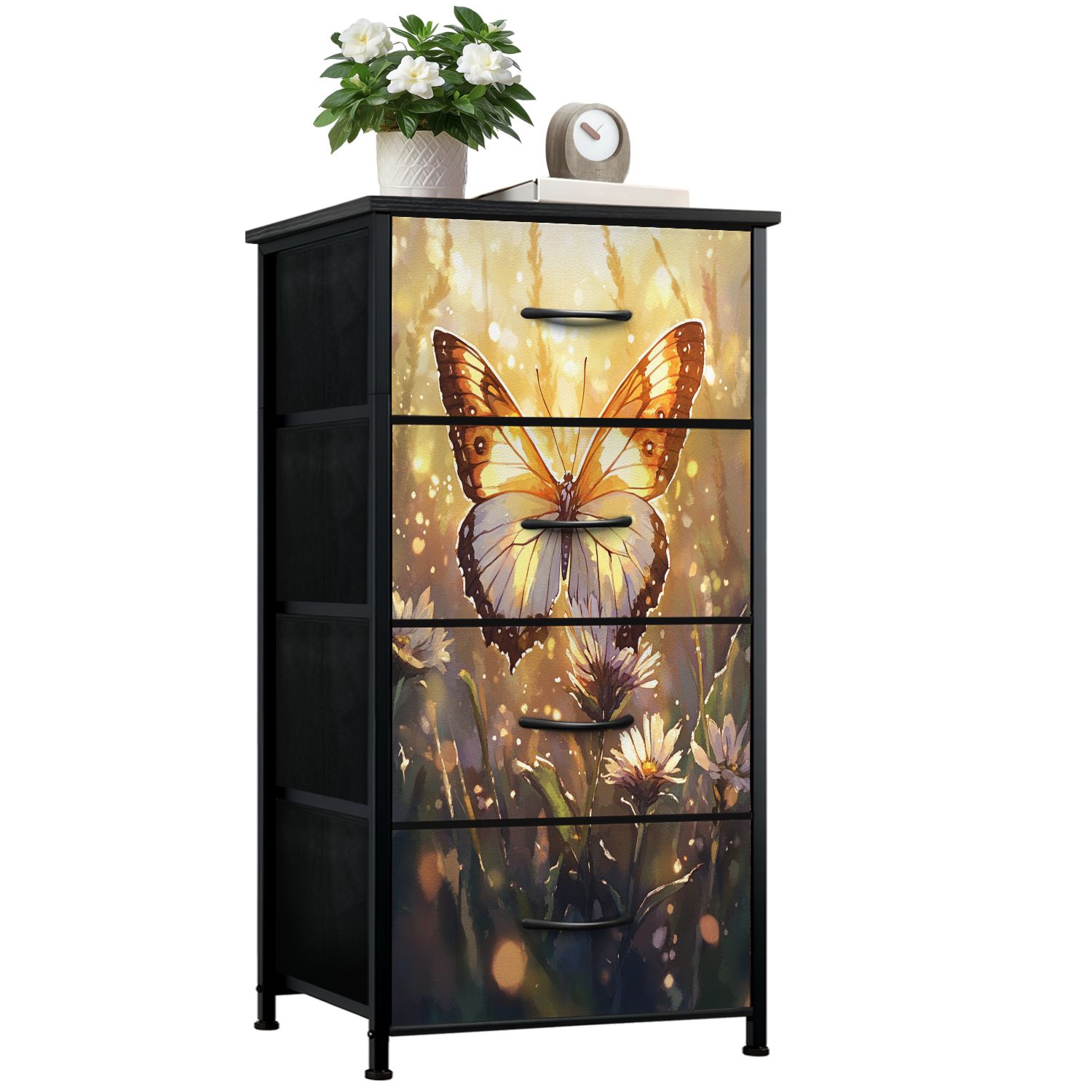 Boho Dresser for Bedroom with 4 Storage Drawers Butterfly Rich Color ...