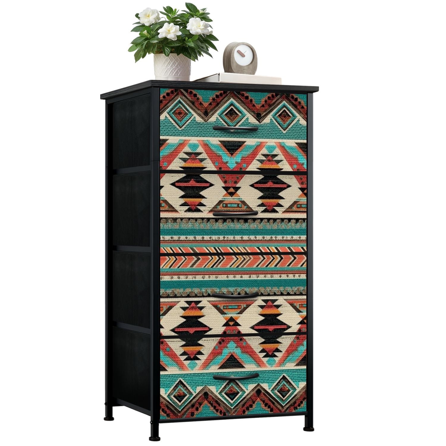 Boho Dresser for Bedroom with 4 Storage Drawers Ethnic abstract motif ...