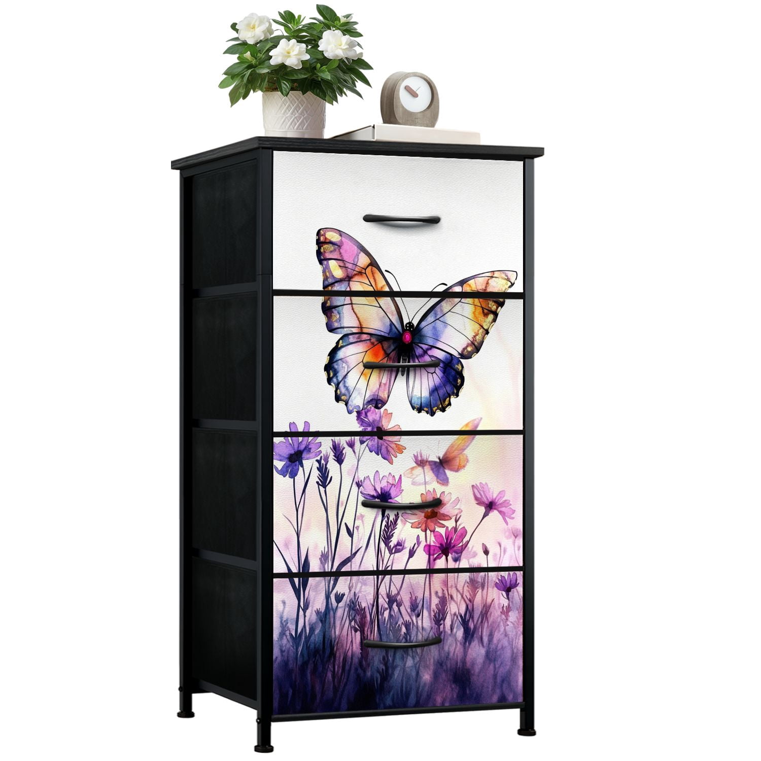 Boho Dresser for Bedroom with 4 Storage Drawers Meadow Dawn Watercolor ...