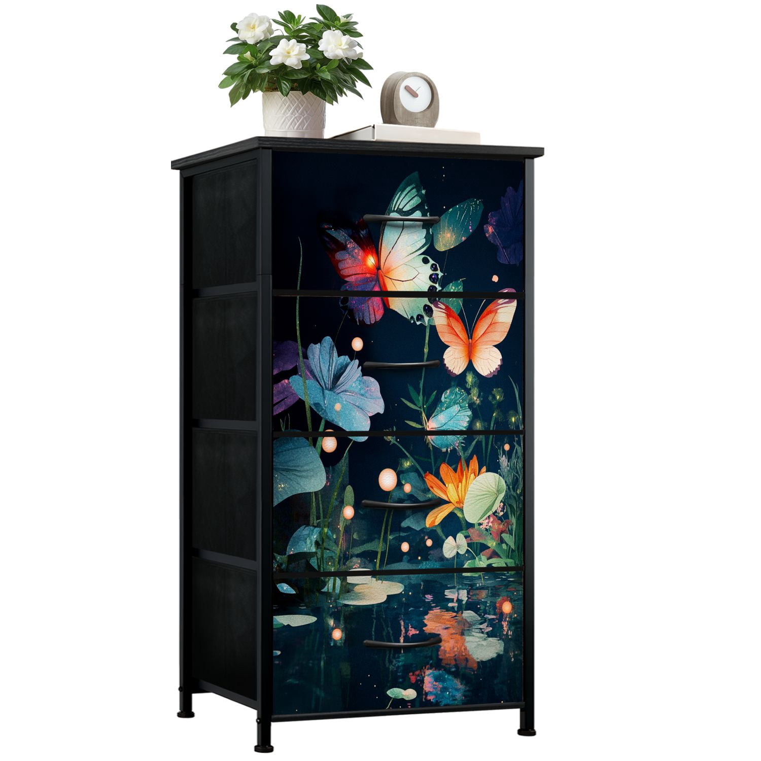 Boho Dresser for Bedroom with 4 Storage Drawers Surreal Watercolor ...