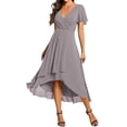 Boho Dresses for Women, Chiffon High Low Midi Dress, V-Neck Ruffle ...