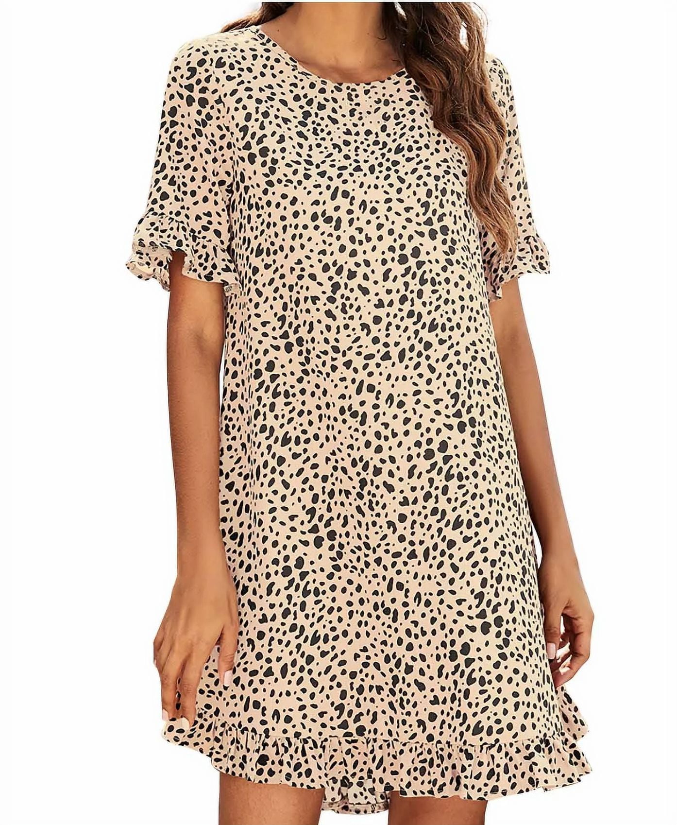 Boho Dresses for Women Floral Print Casual Short Sleeve Tunic Dress ...