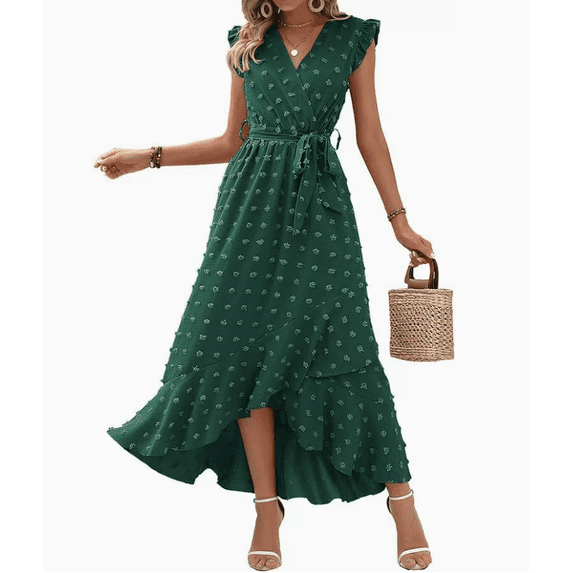 Boho Dresses for Women Spring Summer Fashion Cap Sleeve Swiss Dot Flowy ...