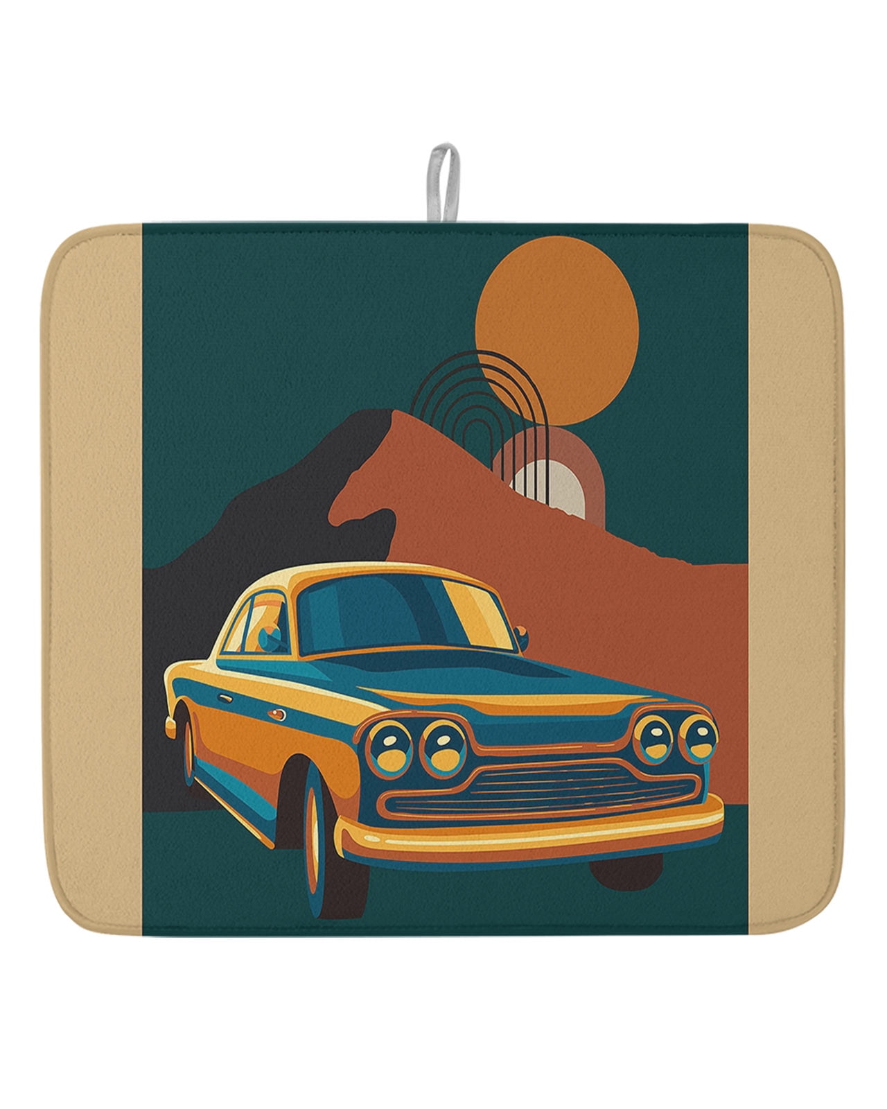 Boho Driving Car and Mountain Dish Drying Mats for Kitchen Counter ...