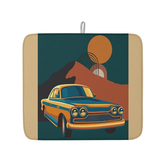 Boho Driving Car and Mountain Dish Drying Mats for Kitchen Counter ...