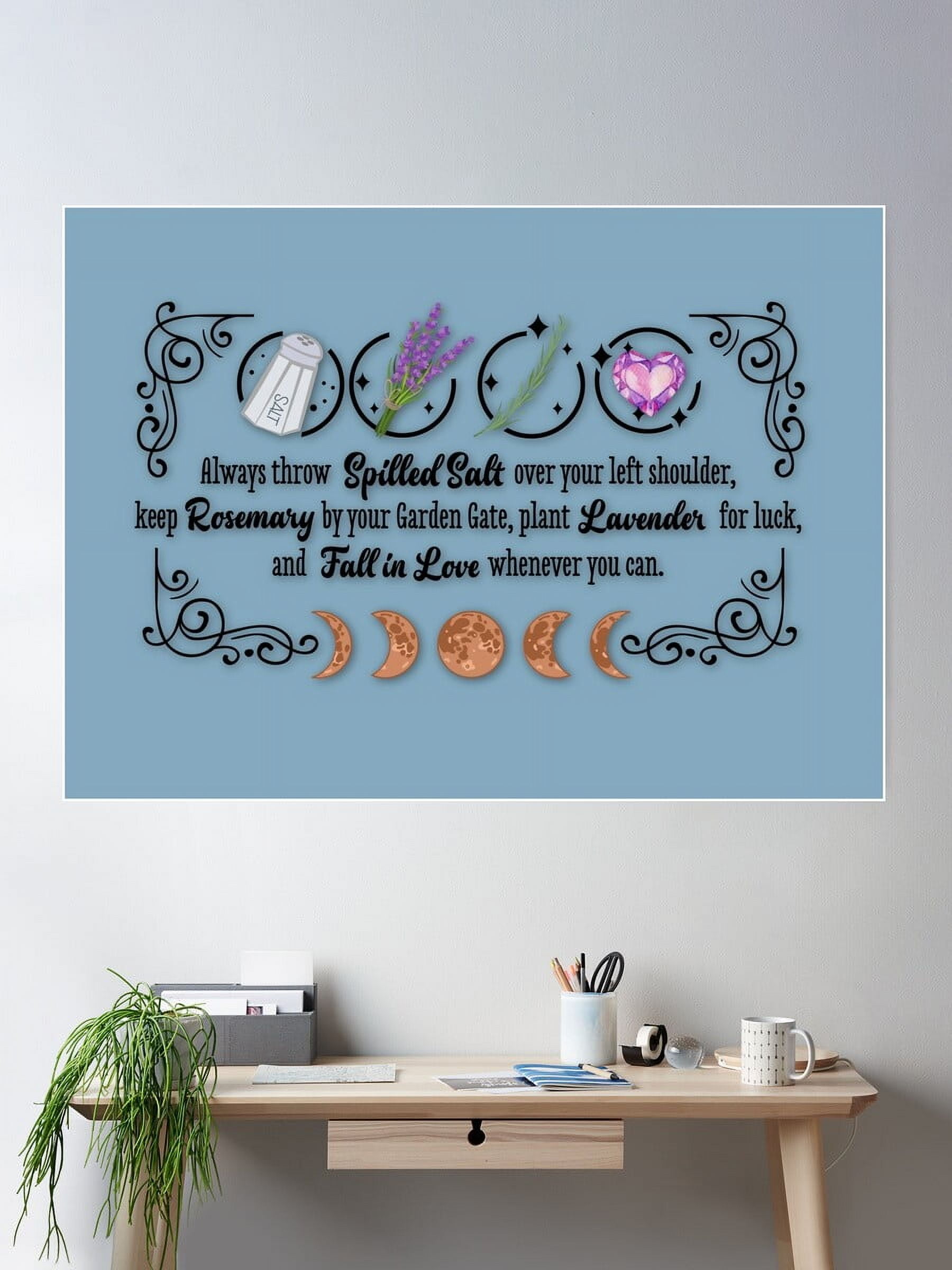 Boho Dusty Blue, Cottagecore - Always Throw Salt, Rosemary, Lavender ...