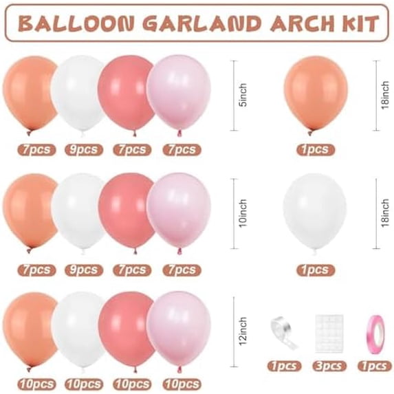 Boho Dusty Pink Balloon Arch Kit, Neutral Retro Macaron Pink White ...