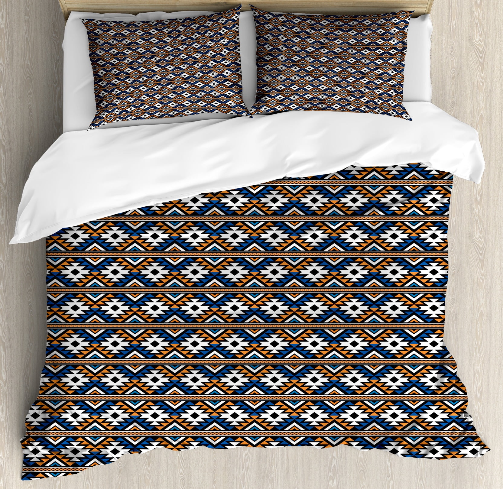 Boho Duvet Cover Set, Borders Seamless Geometrical Pattern in Boho Art ...