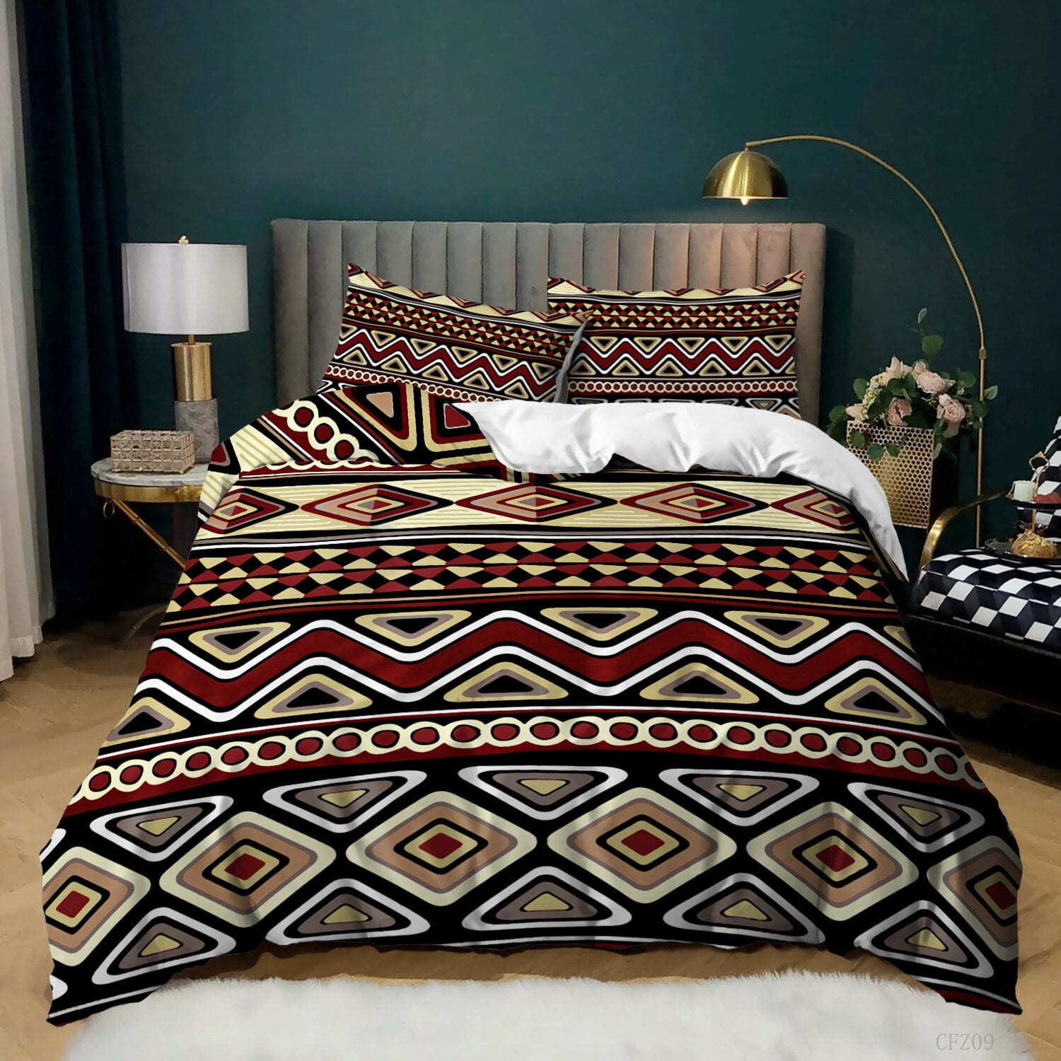 Boho Duvet Cover Striped Ethnic Bedding Country Style Comforter Cover ...