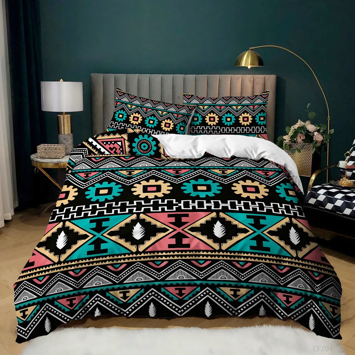 Boho Duvet Cover Striped Ethnic Bedding Country Style Comforter Cover ...
