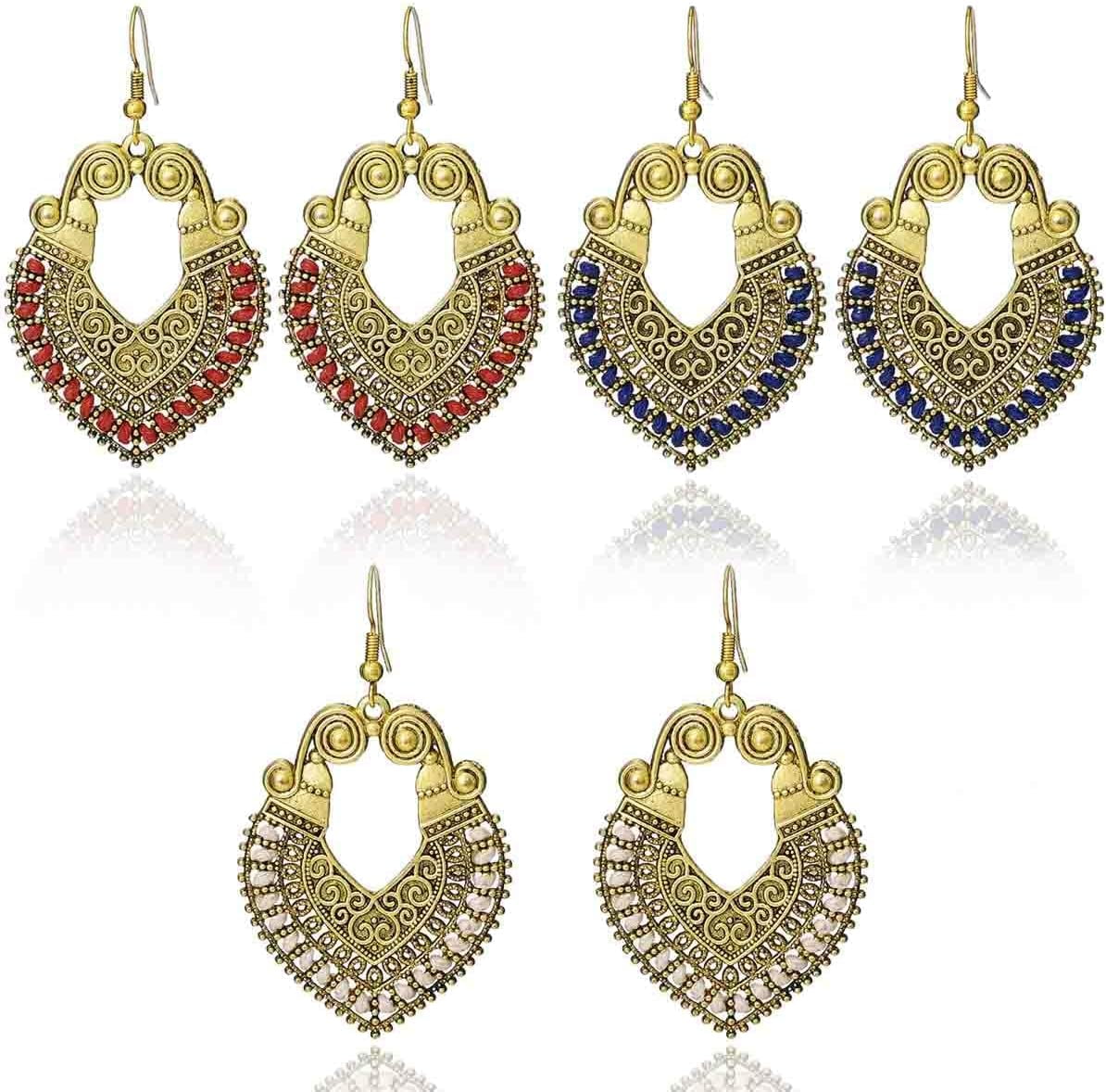 Boho Earrings Pack Antique Gold Cut-Out Chandelier Earrings Dangling ...