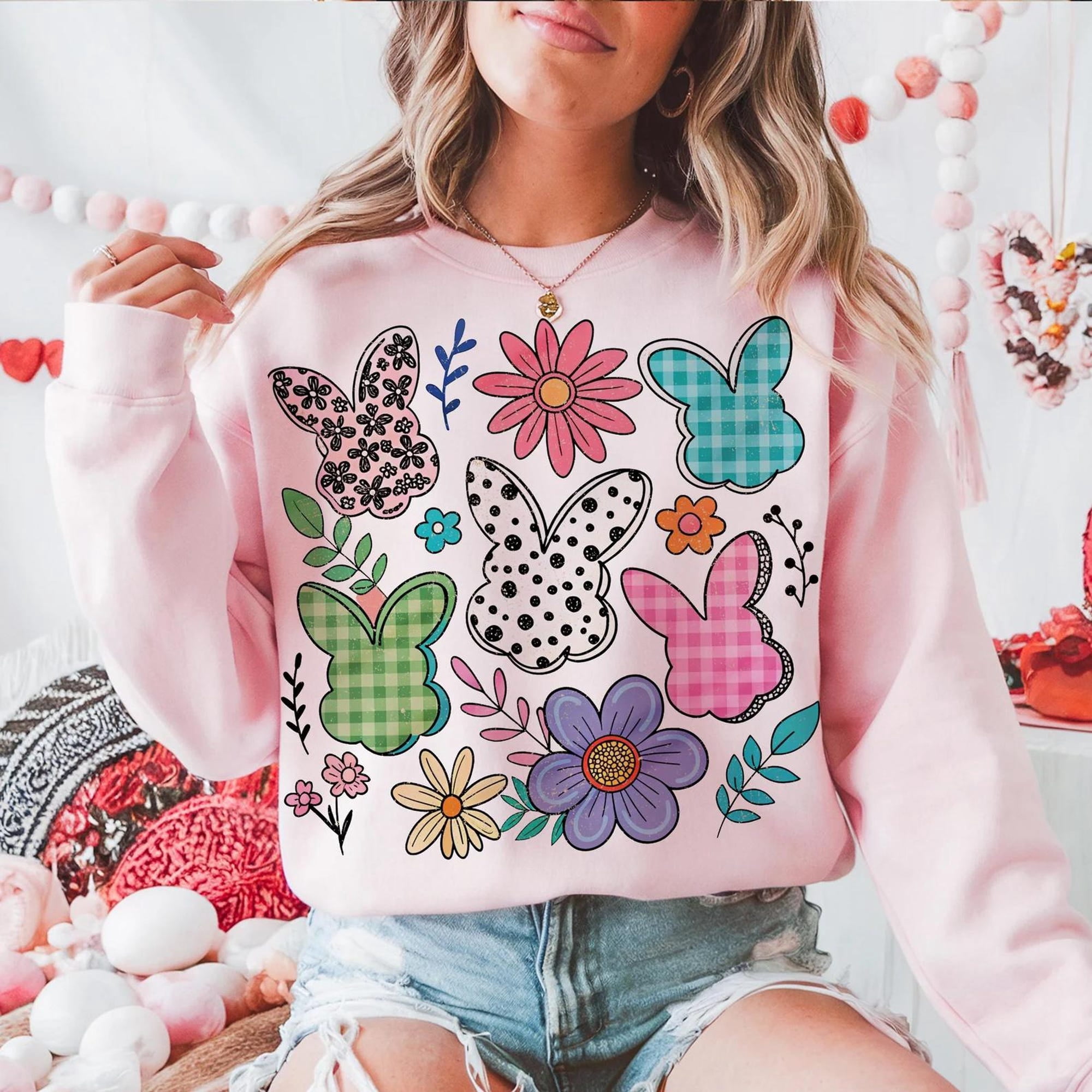 Boho Easter Shirt Spring Floral Chinoiserie Bunny Shirt Grand ...