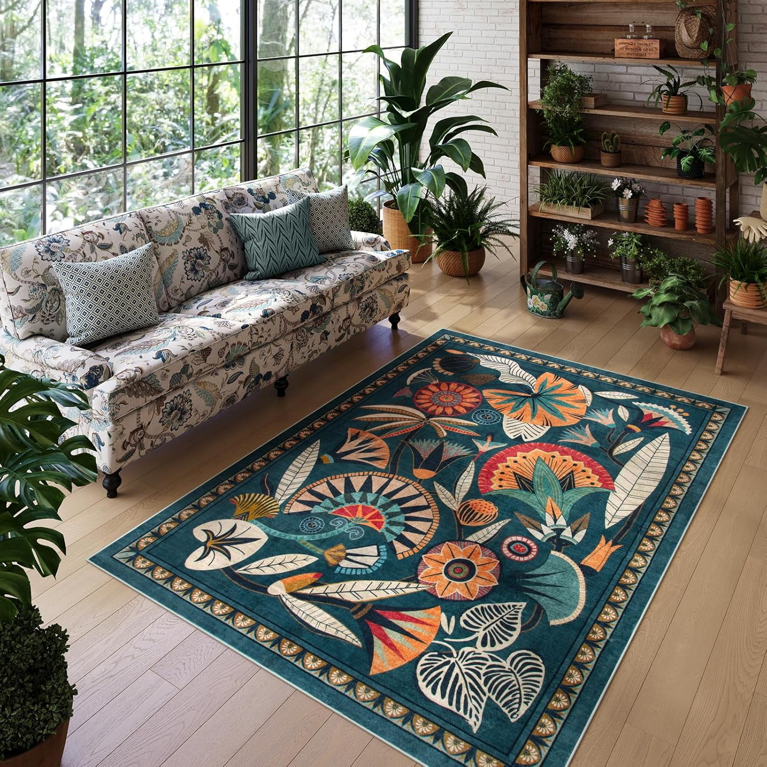 Boho Egypt Green Area Rugs For Living Room Bedroom, Washable Large ...