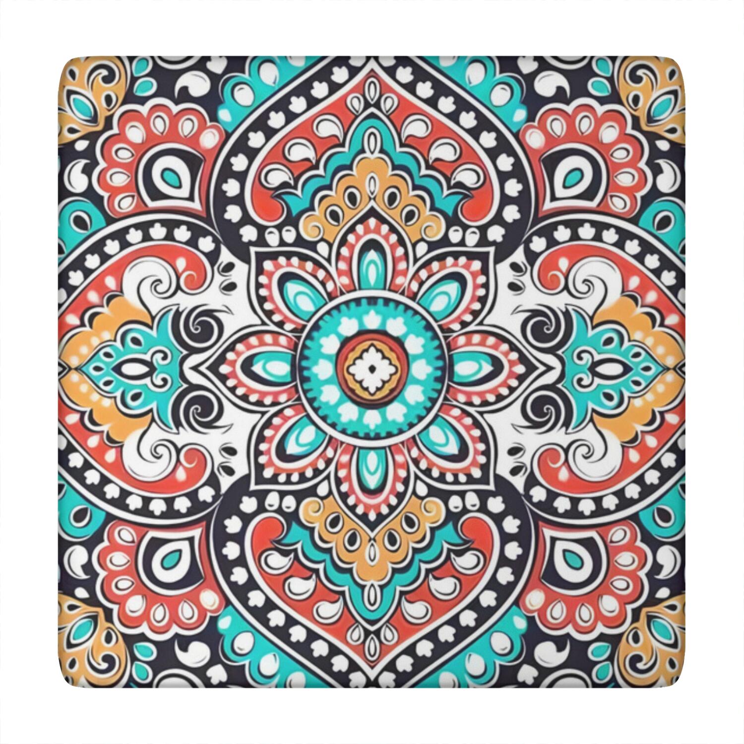 Boho Elastic Fitted Tablecloth - Square Table Cover with Snug Fit ...