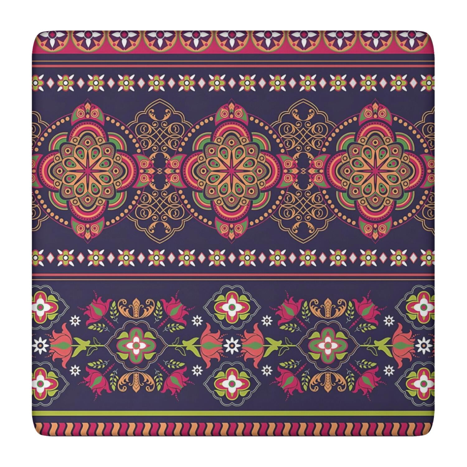 Boho Elastic Fitted Tablecloth - Square Table Cover with Snug Fit ...