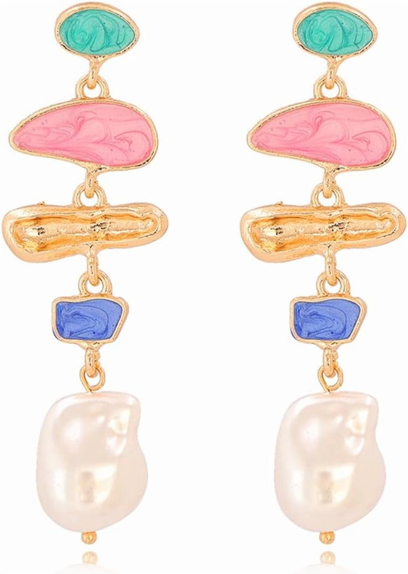 Boho Elegant Statement Pearl Dangle Earring Luxury Chandelier Gold and ...