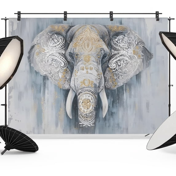 Boho Elephant Backdrops for Photography, Floral Pattern Animal Pattern ...